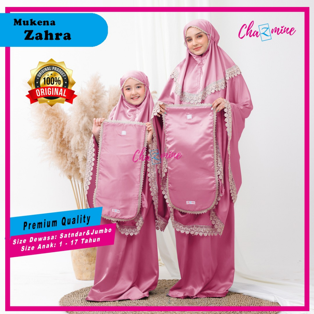 Jual CHAZMINE - Zahra Mukena Couple Ibu Anak 2 Fungsi Resleting Dagu | Shopee Indonesia