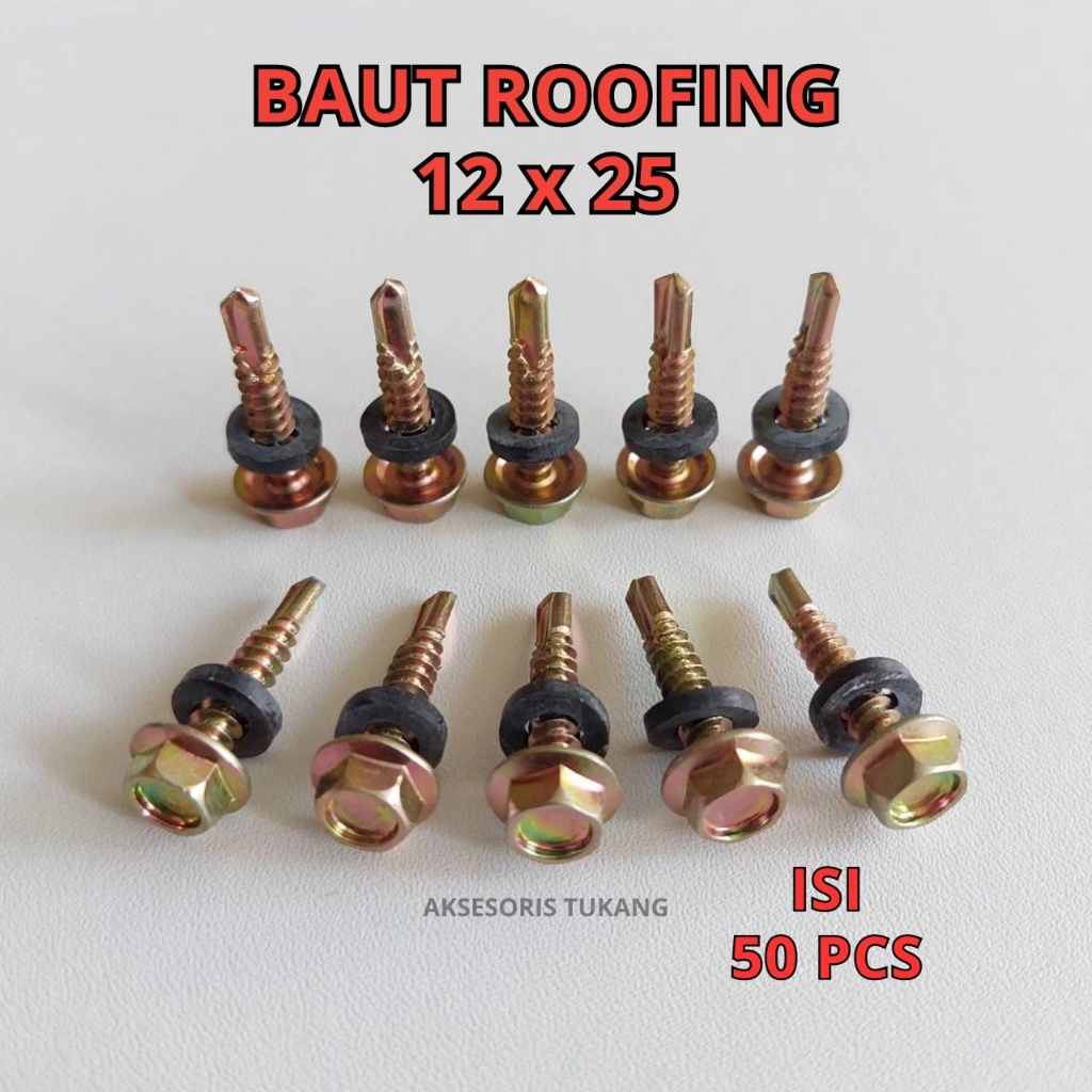 Jual Baut Rangka Baja Ringan 12x25 Isi 50 Pcs Skrup Sekrup Roofing SDS ...