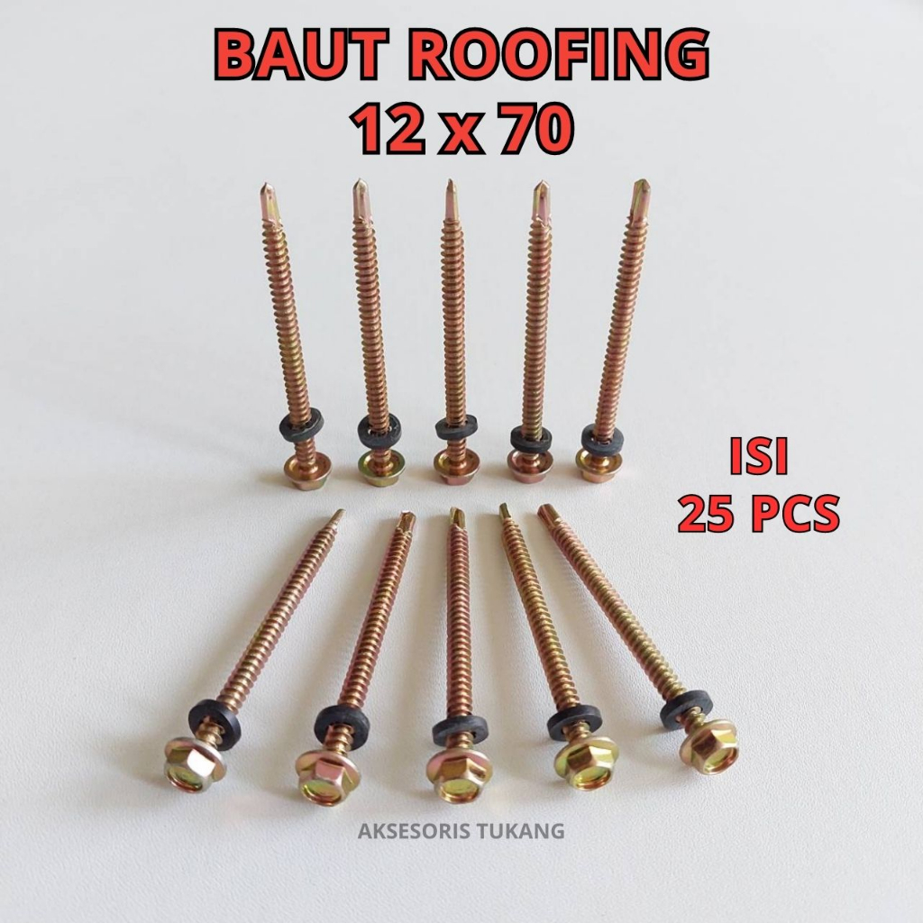 Jual Baut Rangka Baja Ringan 12x70 Isi 25 Pcs Skrup Sekrup Roofing 12 x 70 mm | Shopee Indonesia