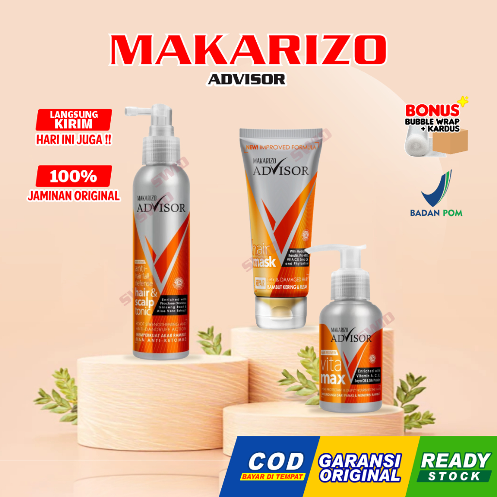 Jual Makarizo Advisor Hair [BPOM] Scalp Tonic 145ml 8ml Perawatan ...