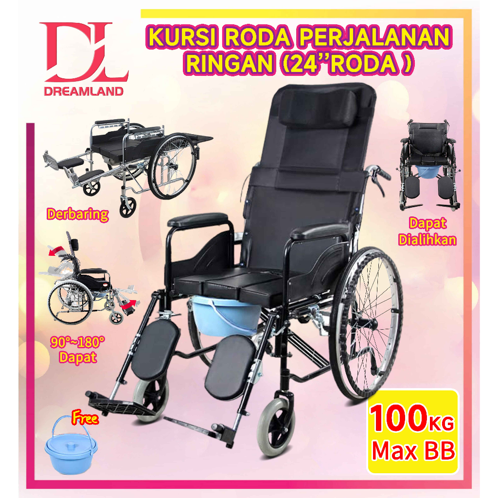 Jual Kursi Roda Lipat Portable Traveling Kursi Roda Medis Wheel Chair ...