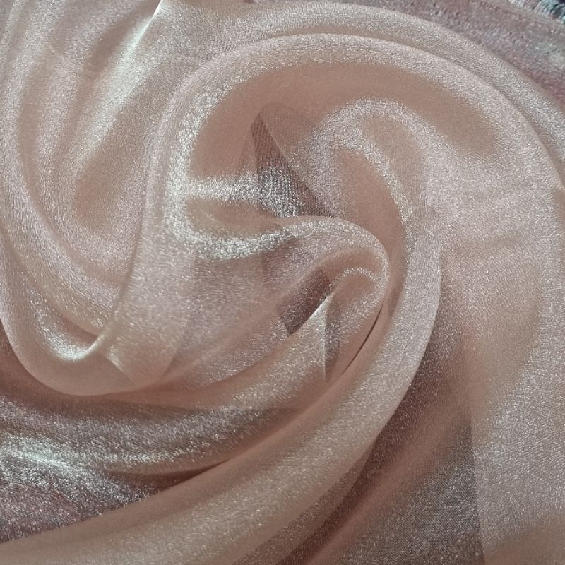 Jual kain organza pasir/crinkle metalik/sparle gliter/organza crystal ...