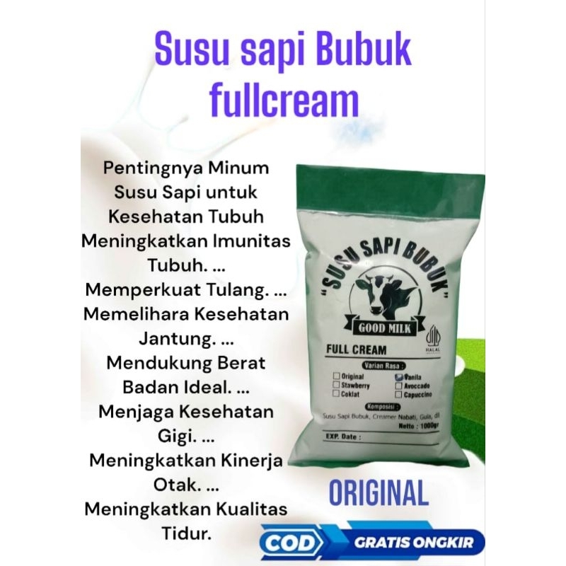 Jual Susu bubuk sapi full cream penggemuk badan netto 1kg | Shopee ...