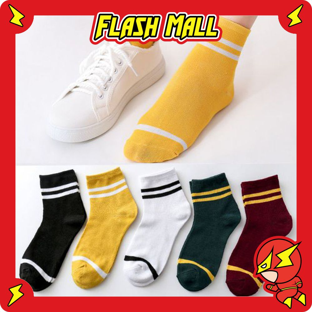 Jual FLASHmall Kaos Kaki Garis Panjang Wanita Tinggi Kaos Kaki Low Cut ...