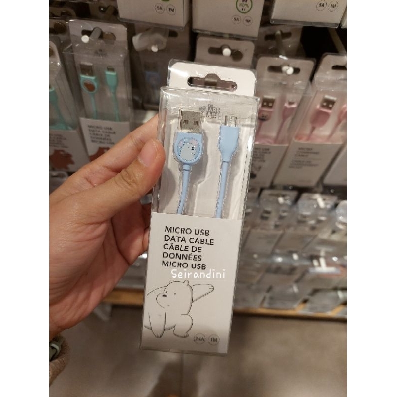 Jual Kabel Data Micro USB Miniso We Bare Bears 1M 2,4A Cable | Shopee ...