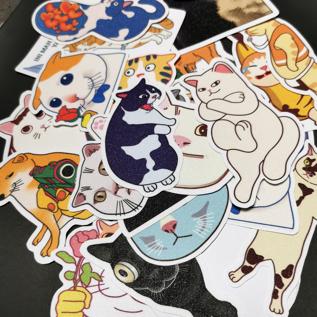 Jual Stiker Kucing Lucu part 1 Meme Black Cat Laminasi Glitter | Shopee ...