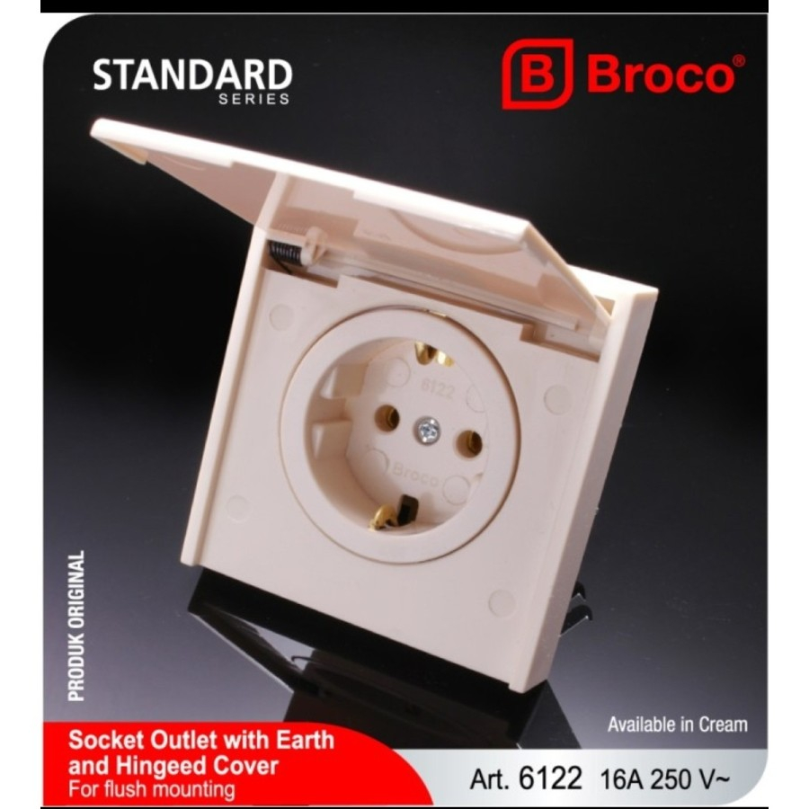 Jual STOPKONTAK INBOW BROCO 6122 SOCKET OUTLET WITH HINGE COVER ...