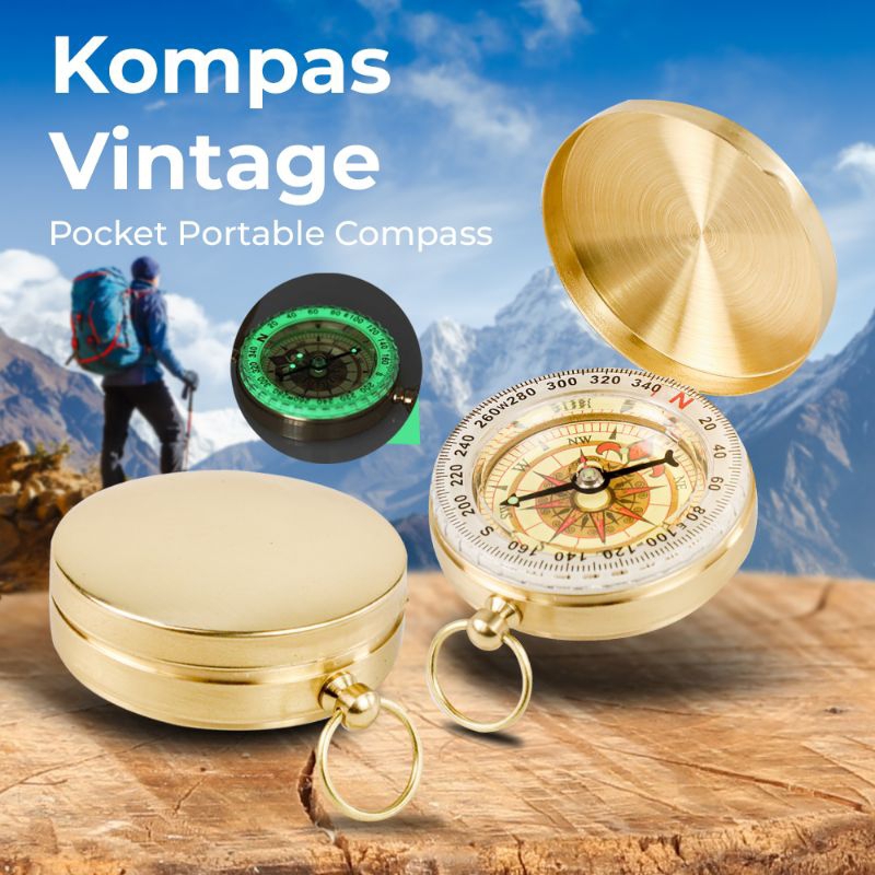 Jual Kompas Outdoor Penunjuk Arah Kiblat Vintage Pocket Portable ...
