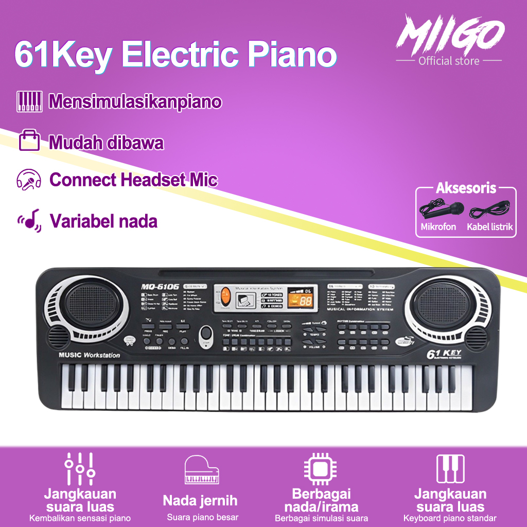 Jual MIIGO Keyboard Piano Anak Digital Elektrik 61 Keys | Shopee Indonesia