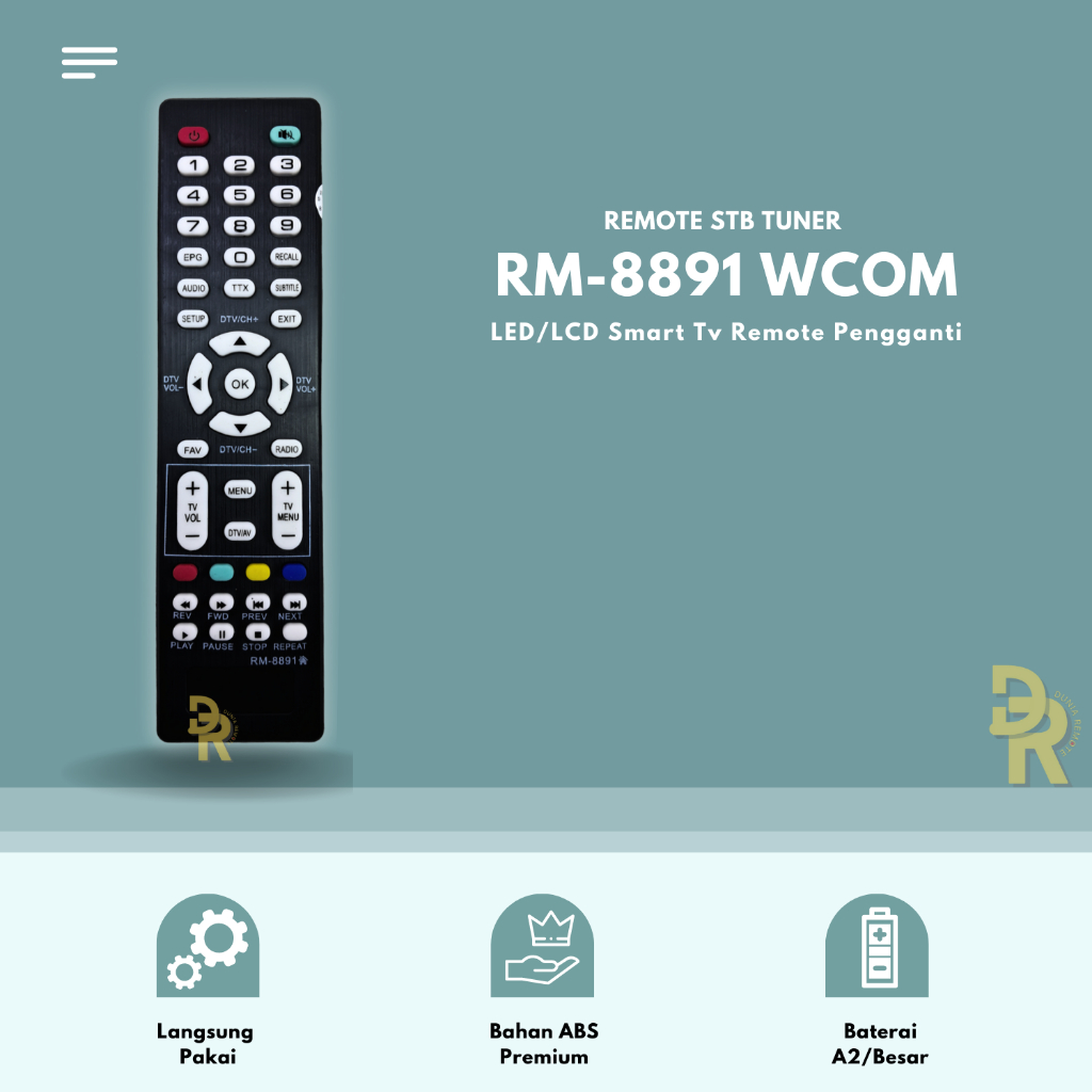 Jual Remot Remote Stb Tunner Tv Digital LED LCD WCOM Type RM-8891 ...