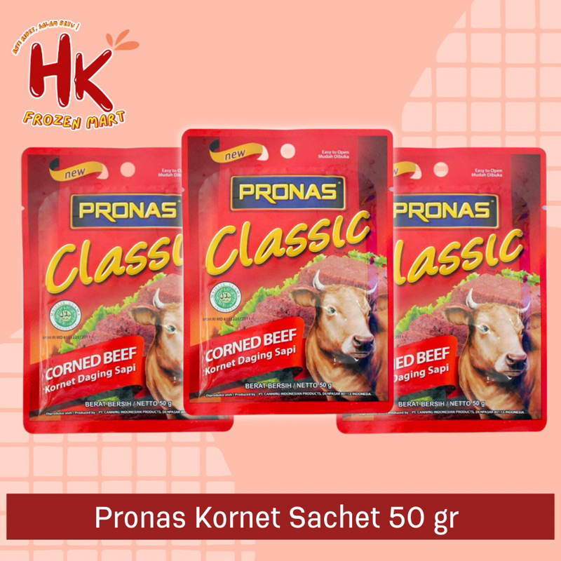 Jual Pronas Kornet Sapi sachet 50gr | corned beef praktis mini HK ...