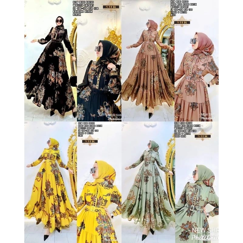 Jual COD !! NEW SHR ORI 100% DRESS MAXI MIDI WOLLFIS keong batik ...