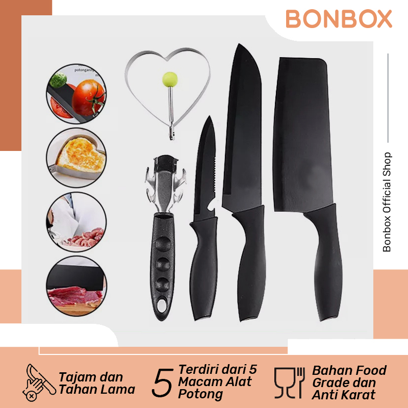 Jual Pisau Set 6 in 1 Pisau Dapur Jerami Stainless Knife Set ...