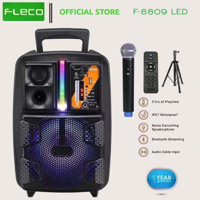 Jual Speaker Bluetooth Fleco F-8809LED Full bass Gratis Mic | Shopee ...