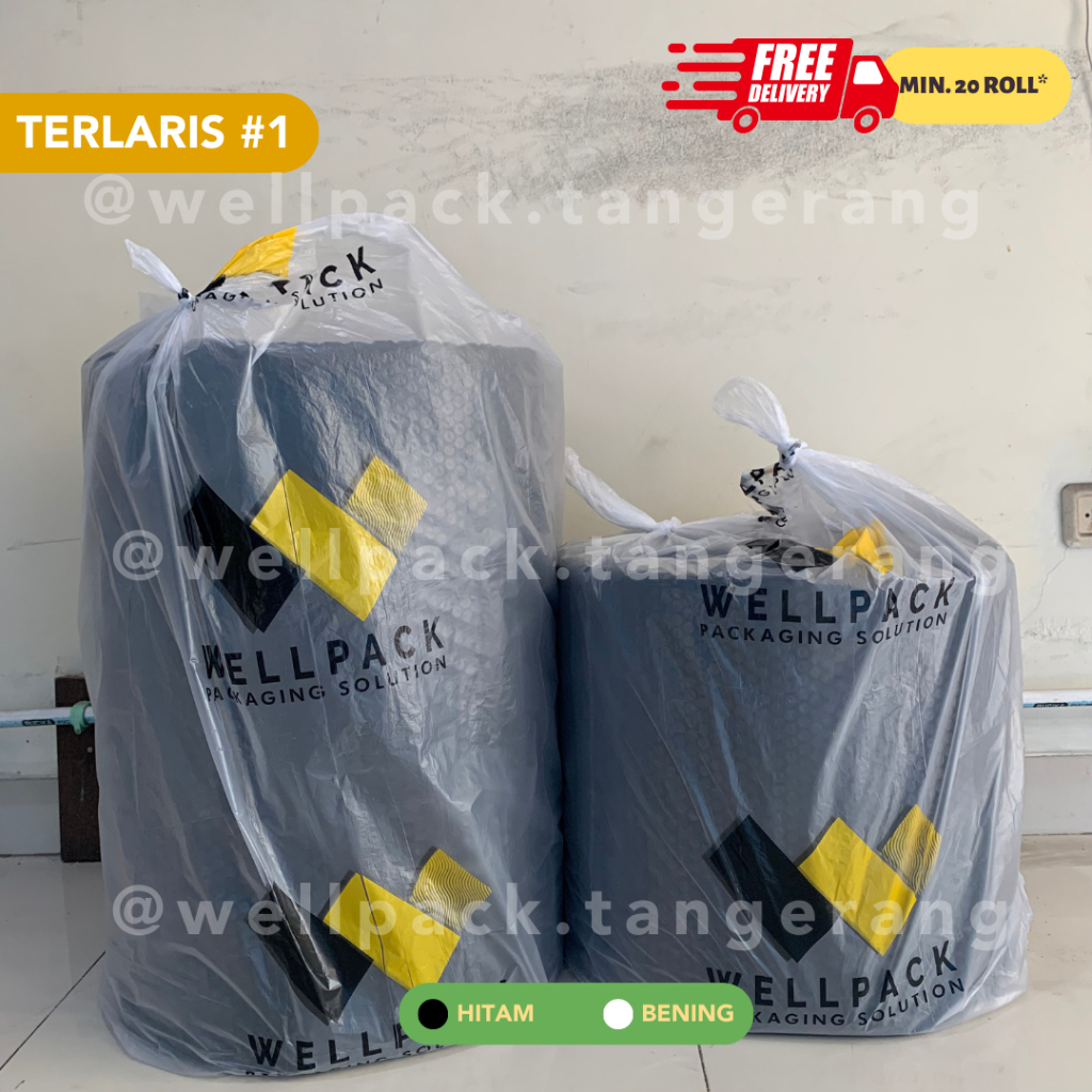 Jual Bubble Wrap Roll Wellpack Potongan (40cm x 50m) dan (60cm x 50m) Premium Tebal (Hitam ...