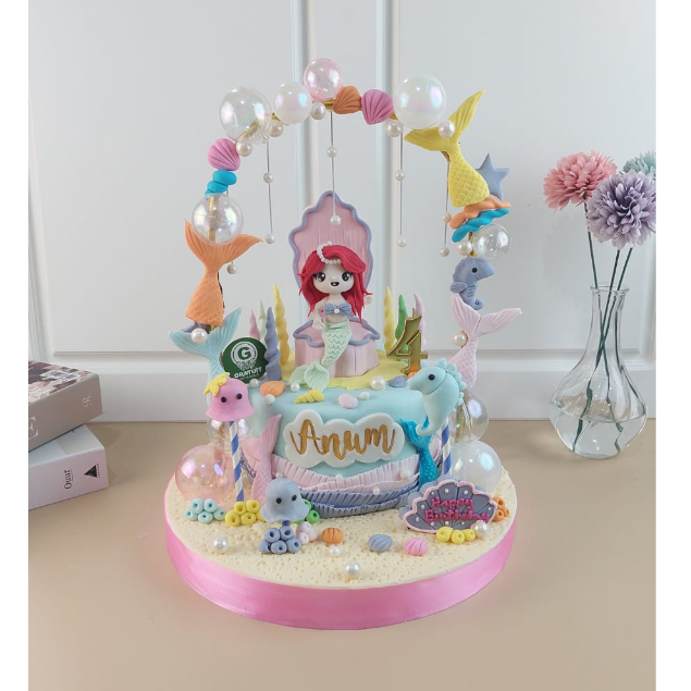 Jual KUE ULANG TAHUN MERMAID / FONDANT DIA. 15CM | Shopee Indonesia