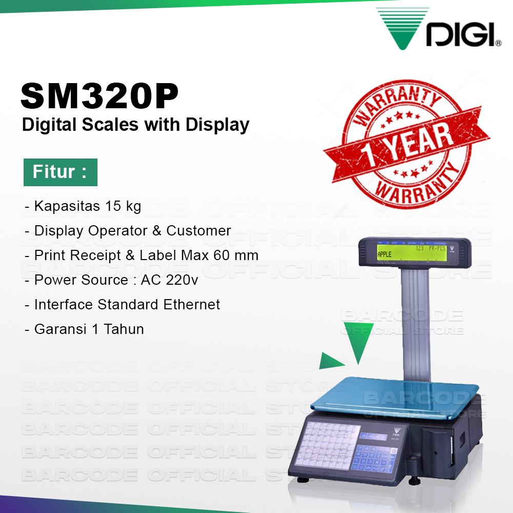 Jual DIGI SM230P Timbangan Digital 15 kg with Display Operator and Customer | Shopee Indonesia