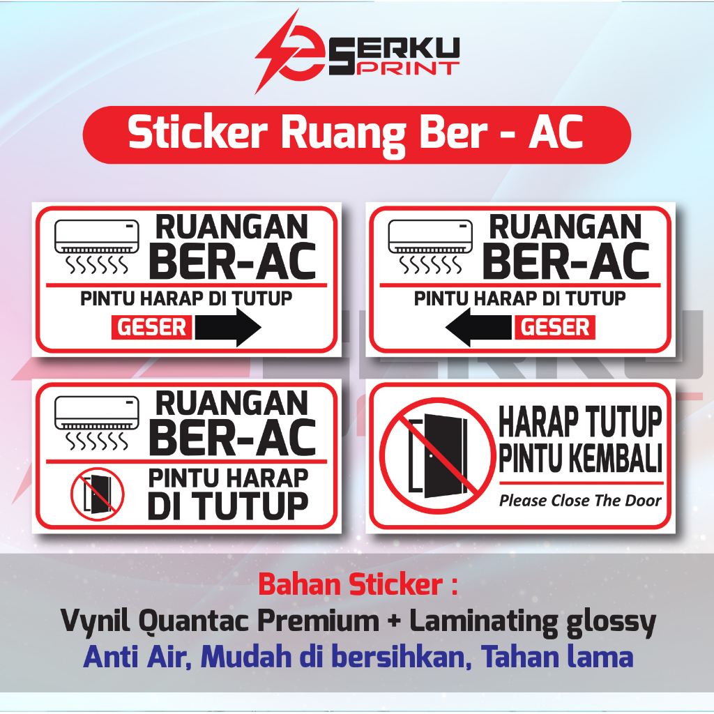 Jual Sticker Stiker | Tutup Pintu Ruangan AC | Geser | Bahan Vinyl ...
