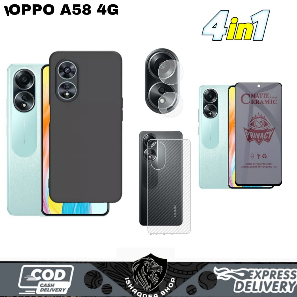 Jual 4IN1 CASE MACARON LIST OPPO A58 4G A38 4G A18 4G A98 5G A58 5G BONUS TEMPERED GLASS PRIVACY ...