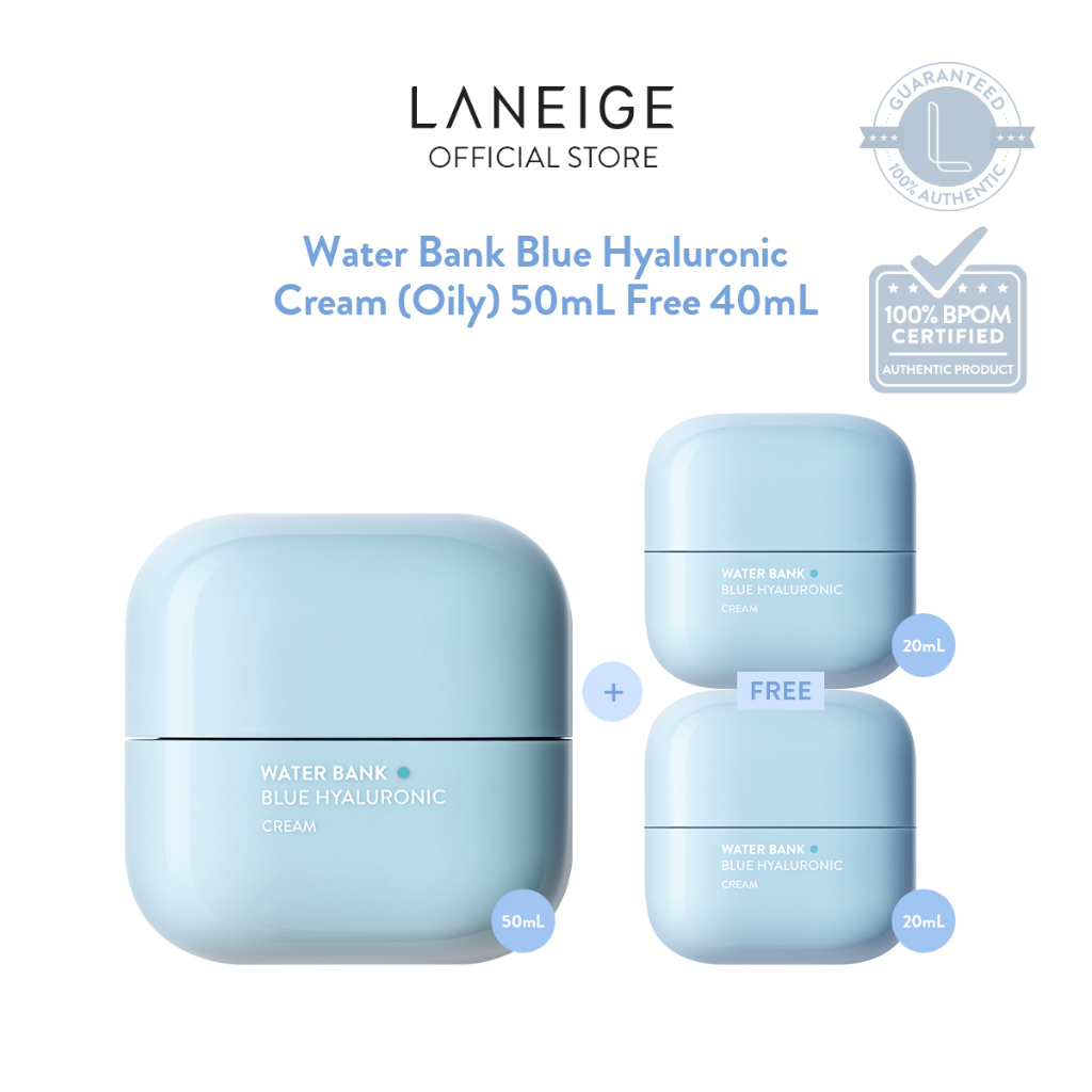 Jual Laneige Waterbank Blue HA Cream Oily 50ML FREE 40ML | Shopee Indonesia