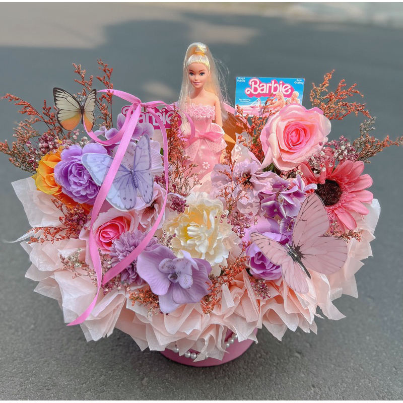 Jual barbie bloom box gaun pink artificial | Shopee Indonesia