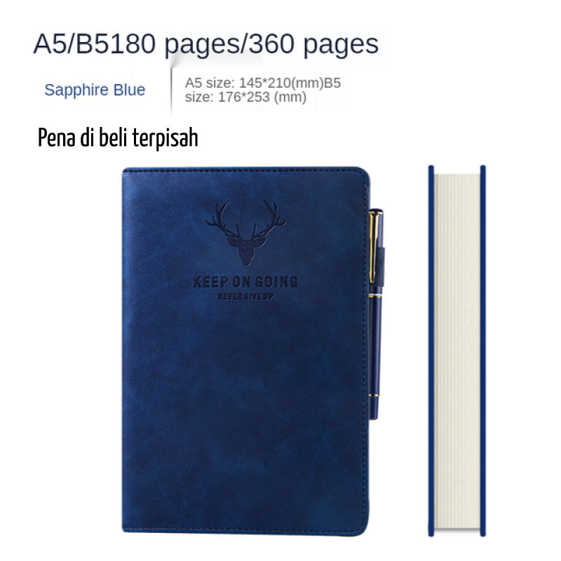 Jual Buku Catatan Jurnal aesthetic A5 Super Tebal Diary 360 Halaman Cover Kulit Binder Anti Air ...
