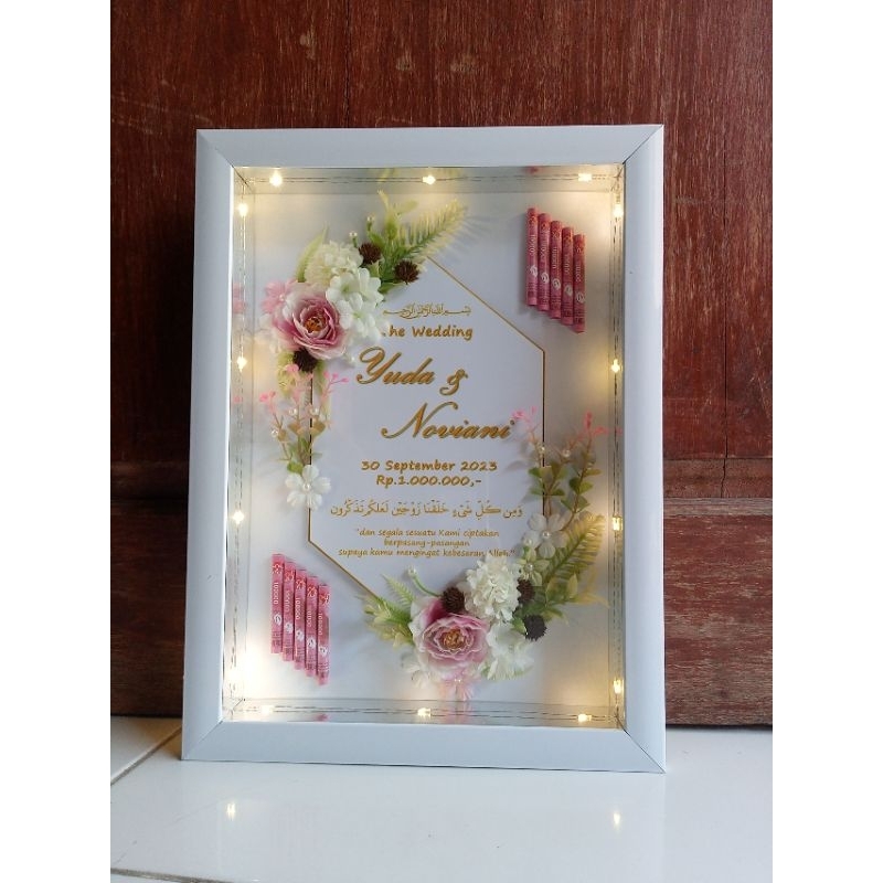 Jual Mahar nikah simpel bunga, mahar pernikahan frame 3D uk.luar frame ...