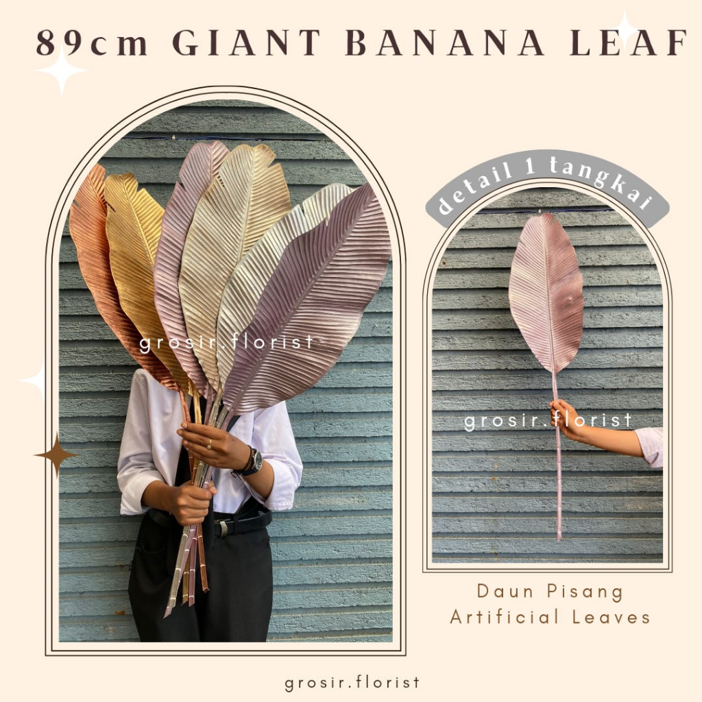 Jual (TT) TERLENGKAP 1 TANGKAI GIANT BANANA LEAF 89CM BANANA LEAF DAUN ...