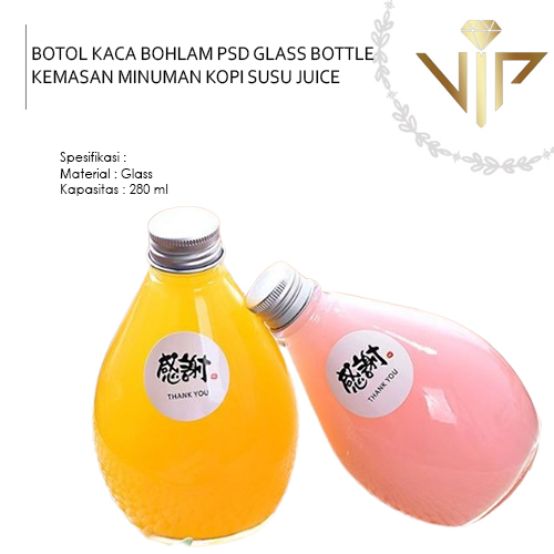 Jual VIP Botol Kaca Bohlam PSD Glass Bottle Kemasan Minuman Kopi Susu ...