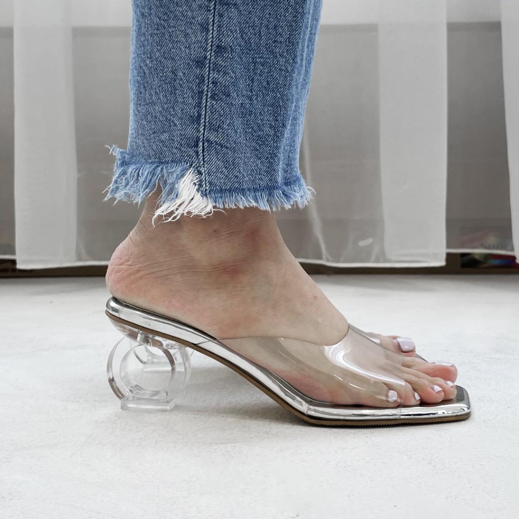 Jual Morrs - Lucy Heels Transparent with Silver Sole | Shopee Indonesia