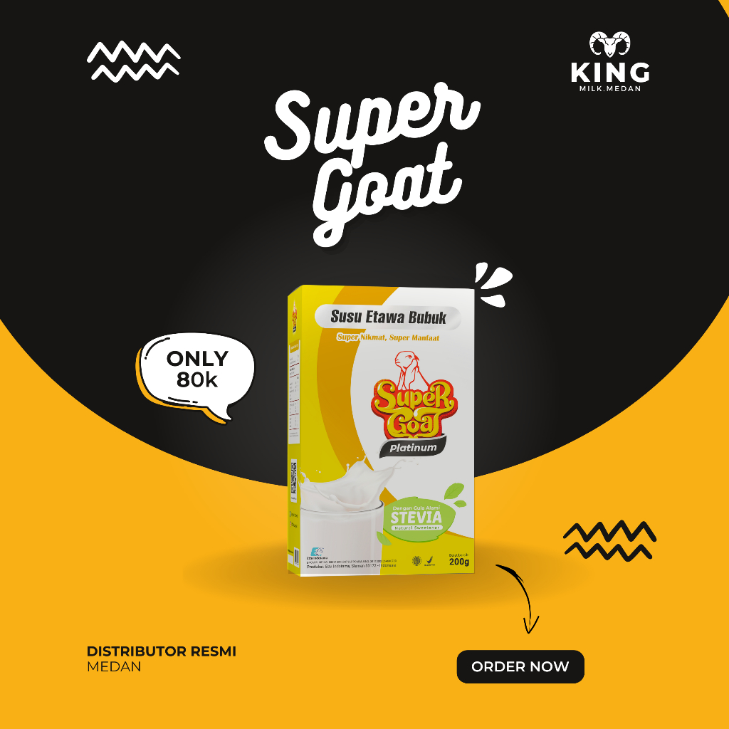 Jual SUSU SUPER GOAT SUSU KAMBING ETAWA GULA STEVIA SUPERGOAT | 100% ...