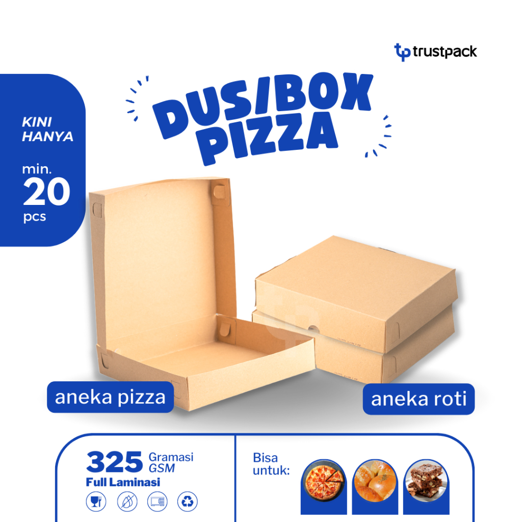 Jual BOX DUS KARDUS KOTAK PIZZA ROTI KUE BROWNIES 25x25x5 cm KRAFT 325 ...