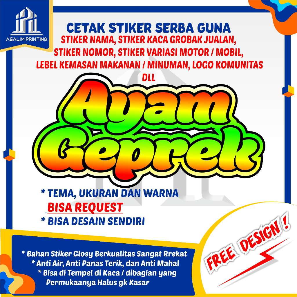 Jual Sticker Nama Custom / Stiker Etalase Bisa Nama Sendiri / Stiker ...