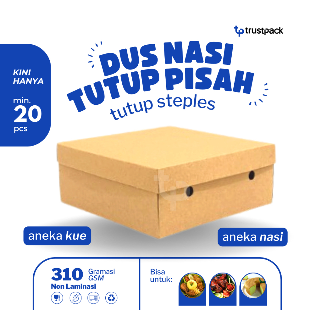 Jual Dus Kraft 16x16x7/ Nasi Kotak Box Staples Snack Hajatan Molen ...
