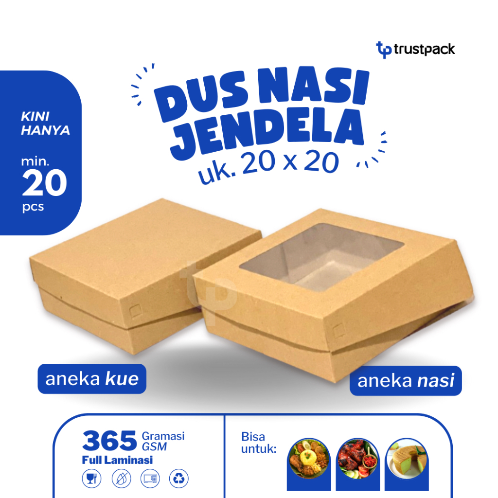 Jual Dus Kraft Coklat 20x20 Laminasi/ dus nasi/ dus roti/ due kue - Jendela | Shopee Indonesia