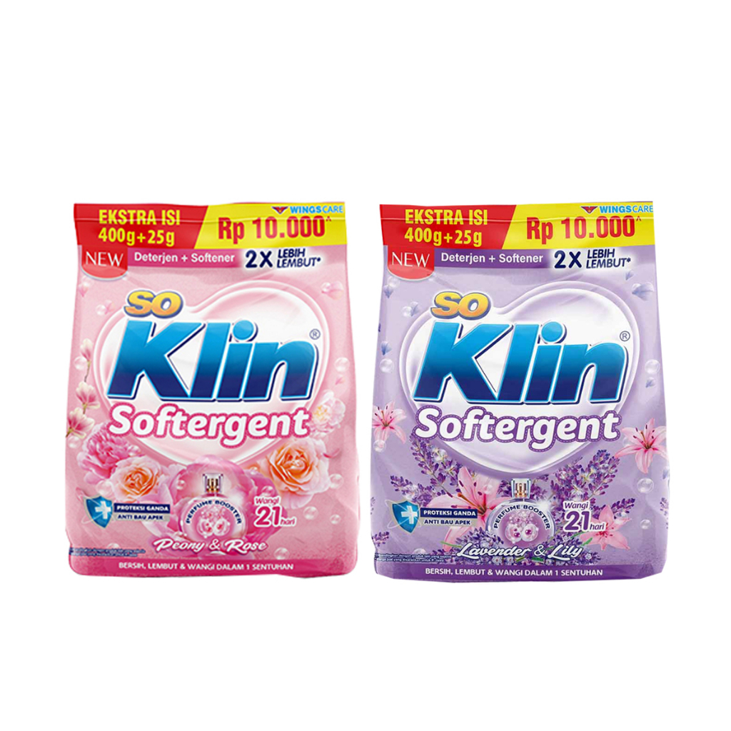 Jual So Klin Softergent Deterjen Bubuk 425gr - Lavender & Lily , Peony ...