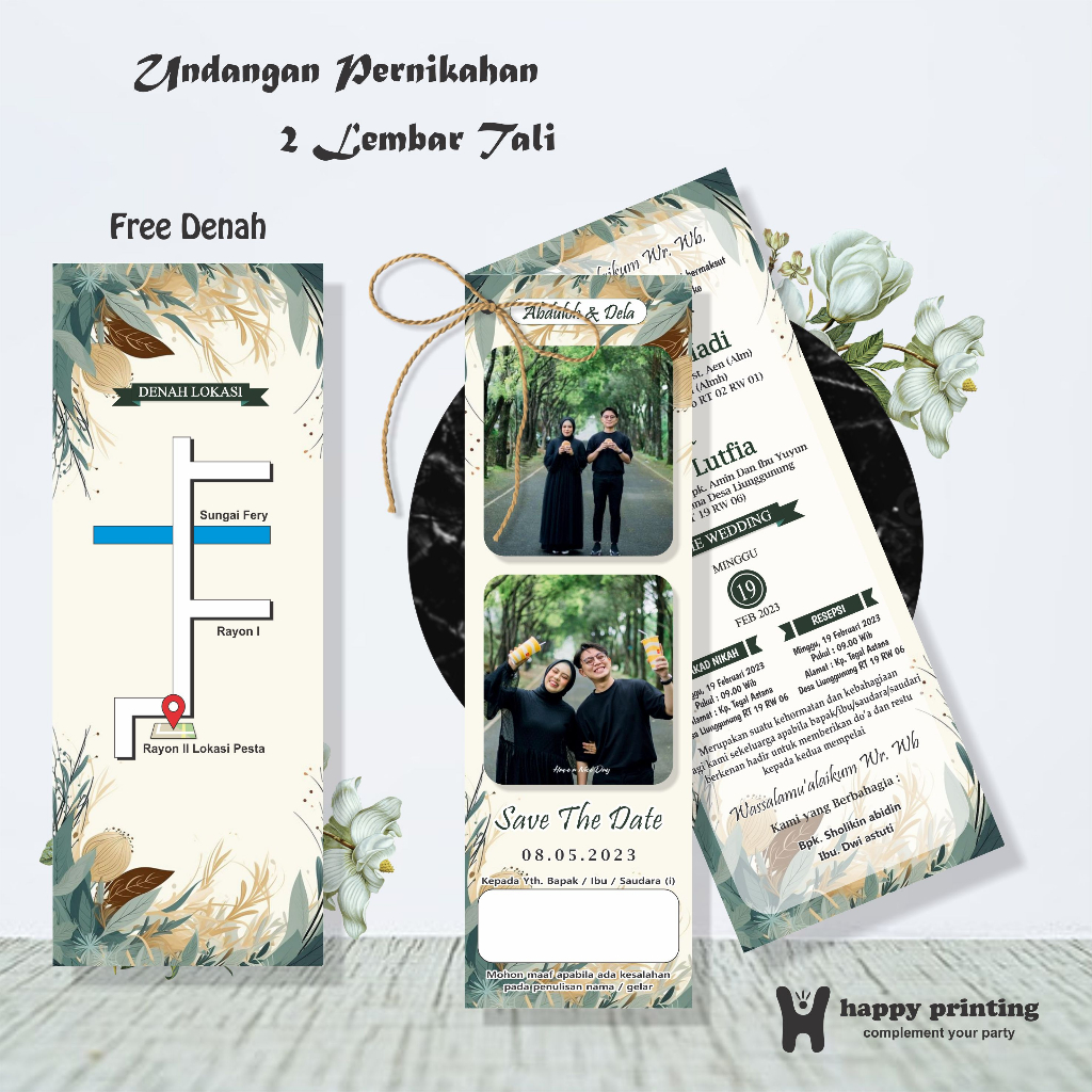Jual Undangan Pernikahan 2 Lembar + Tali FREE (Plastik, Desain, Barcode ...
