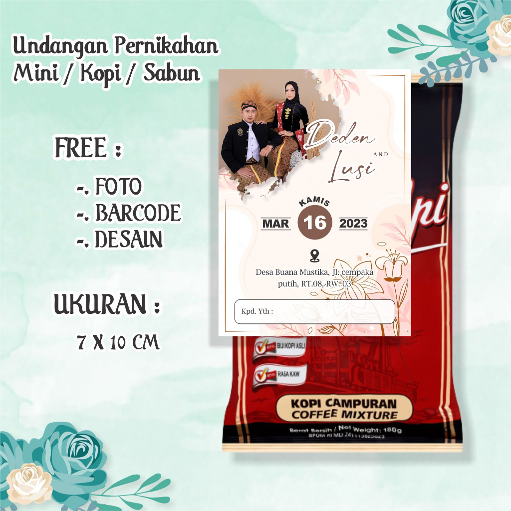 Jual Undangan Kopi, Sabun, Pernikahan Mini kertas glosy / mengkilap ...