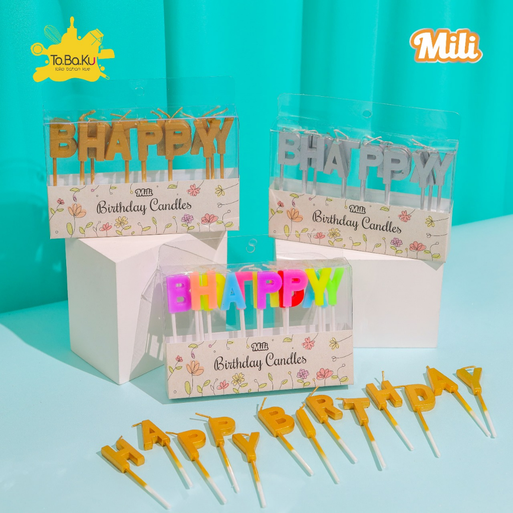 Jual Mili HBD Candle (lilin dekorasi kue) | Shopee Indonesia