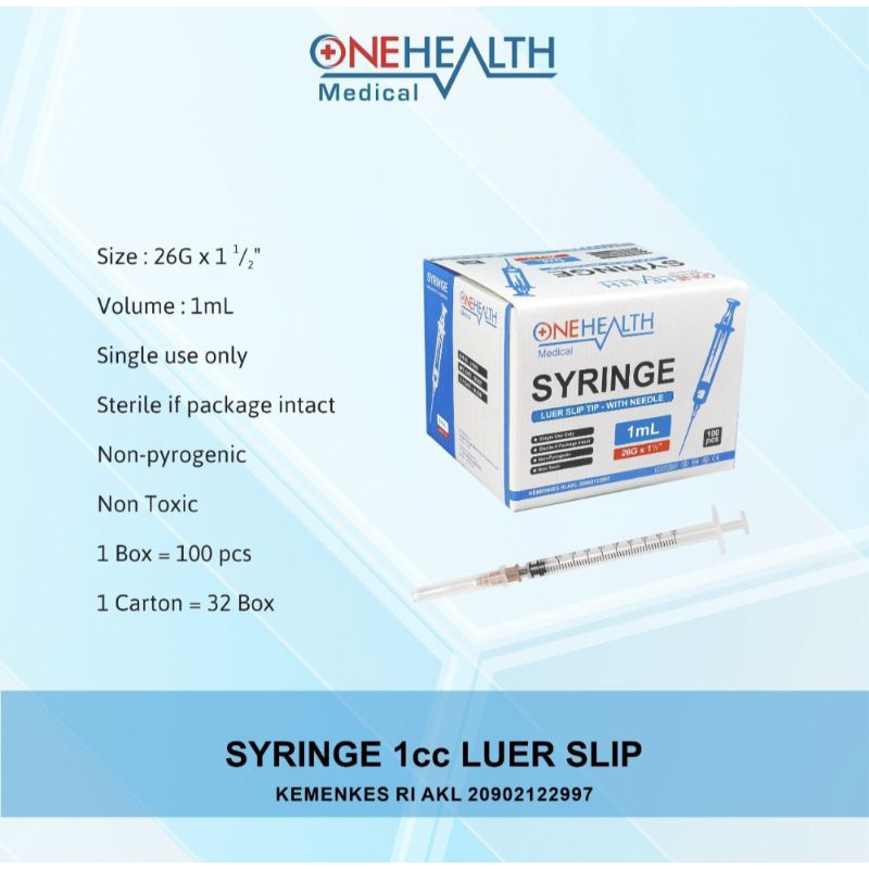 Jual Spuit 1 cc Onehealth / Syringe 1ml Onemed Terumo HARGA PER PCS ...