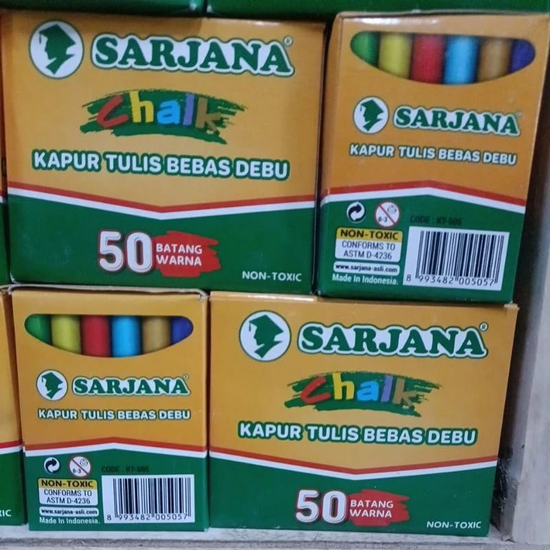 Jual NA SARJANA Kapur Tulis Putih Isi 50 Batang / Kapur Tulis Warna ...