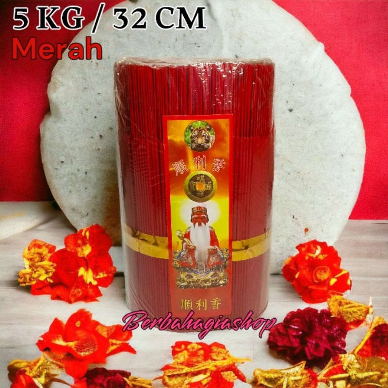 Jual Hio Dupa Merah Isi 5 KG Ukuran Pendek Sembahyang Puja / Dupa Warna ...