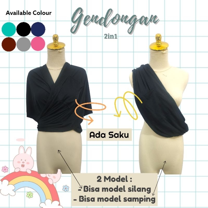 Jual Gendongan Polos Geos Polos 2in1 + Saku Murah Meriah Gendongan Bayi ...