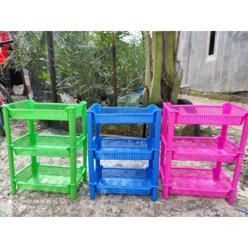 Jual Rak plastik 3 susun | Rak bumbu dapur | rak kosmetik mini | rak ...