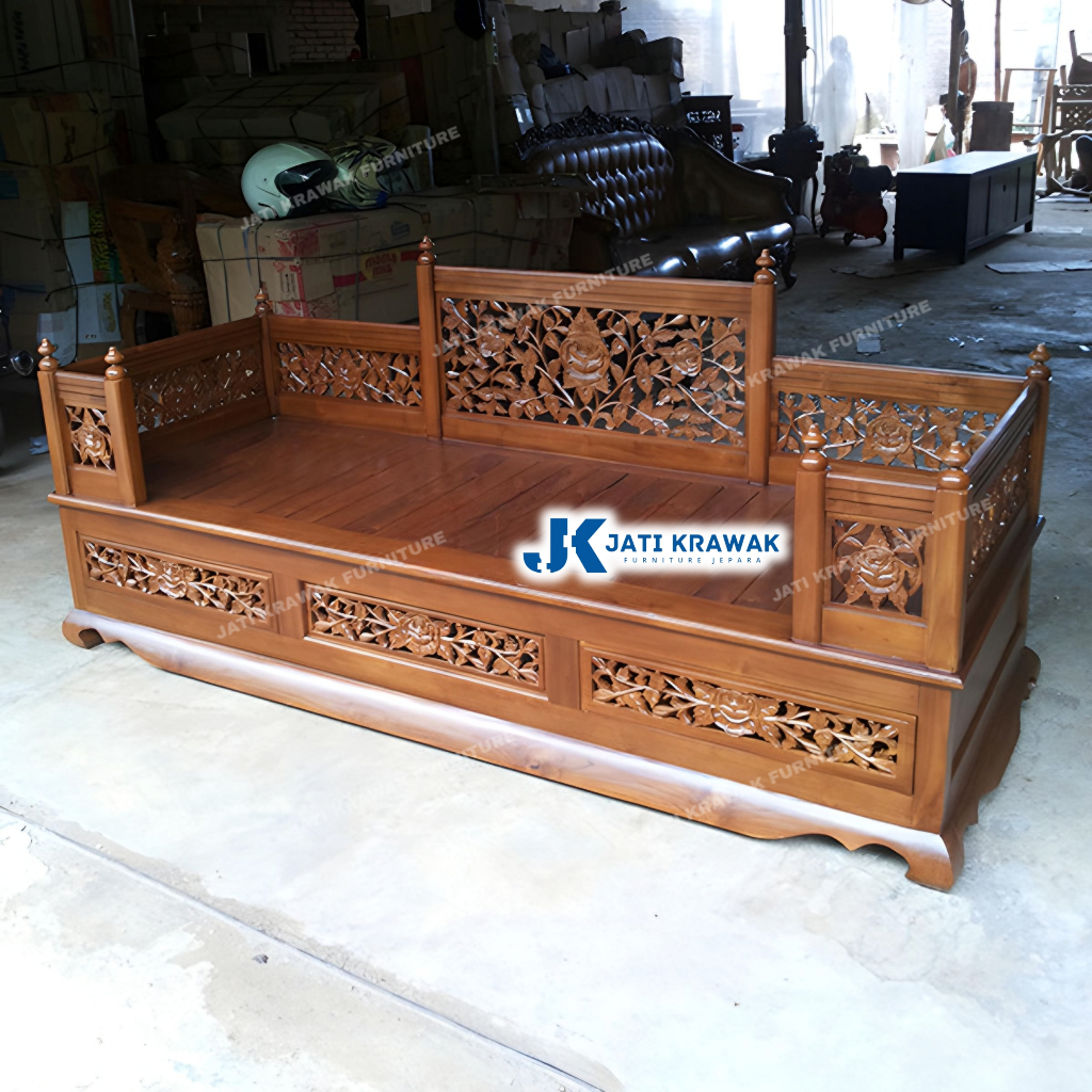 Jual Kursi keluarga santai thailand ukiran mawar | Bale daybed jati ...