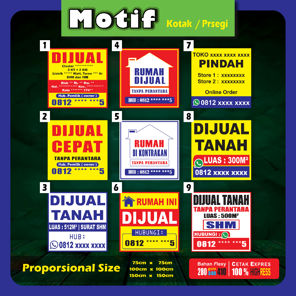 Jual SPANDUK murah Pamflet BANNER, Rumah dijual, disewakan, atau ...