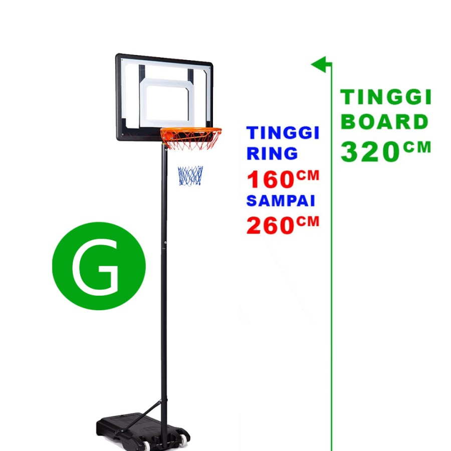 Jual Ring basket portable 3 meter / tiang basket plus papan pantul ...