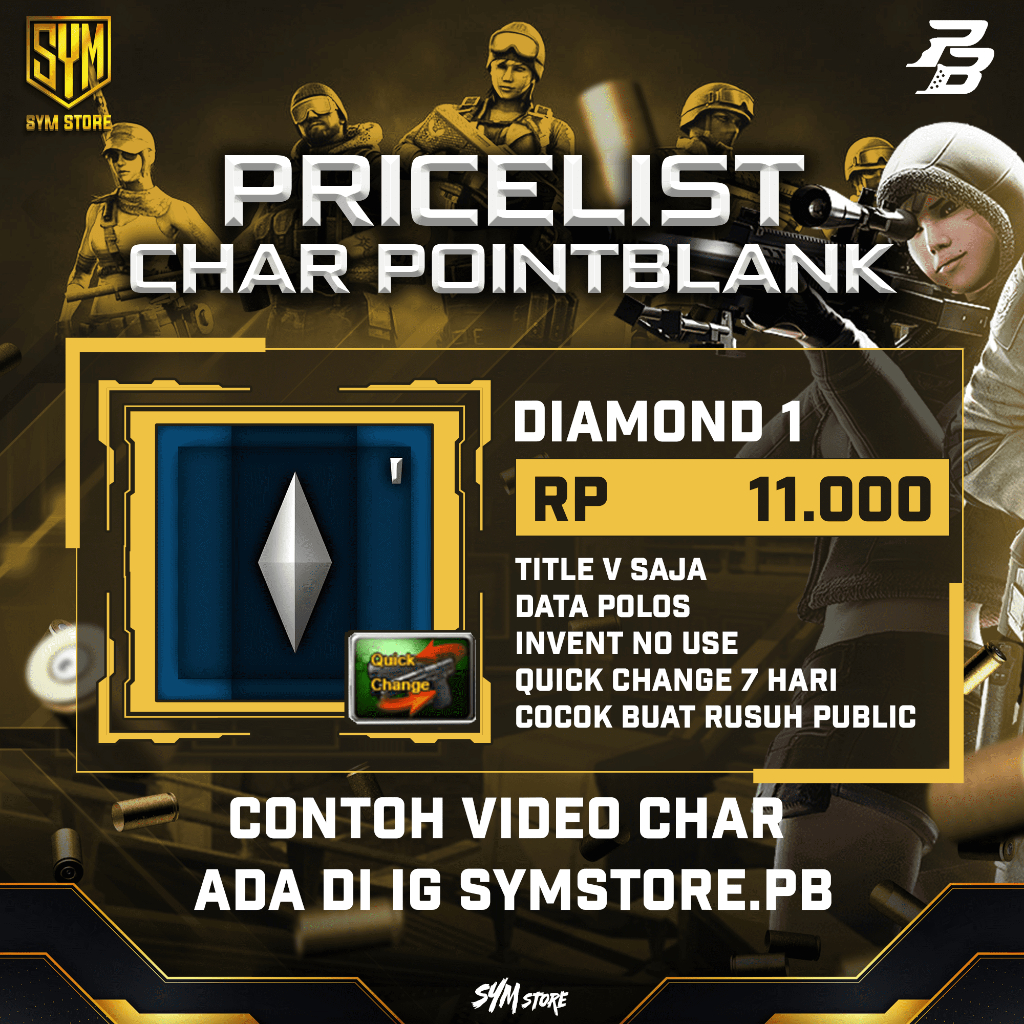 Jual CHAR POINTBLANK / CHAR DIAMOND / CHAR PB FULL TITLE DATA POLOS ...