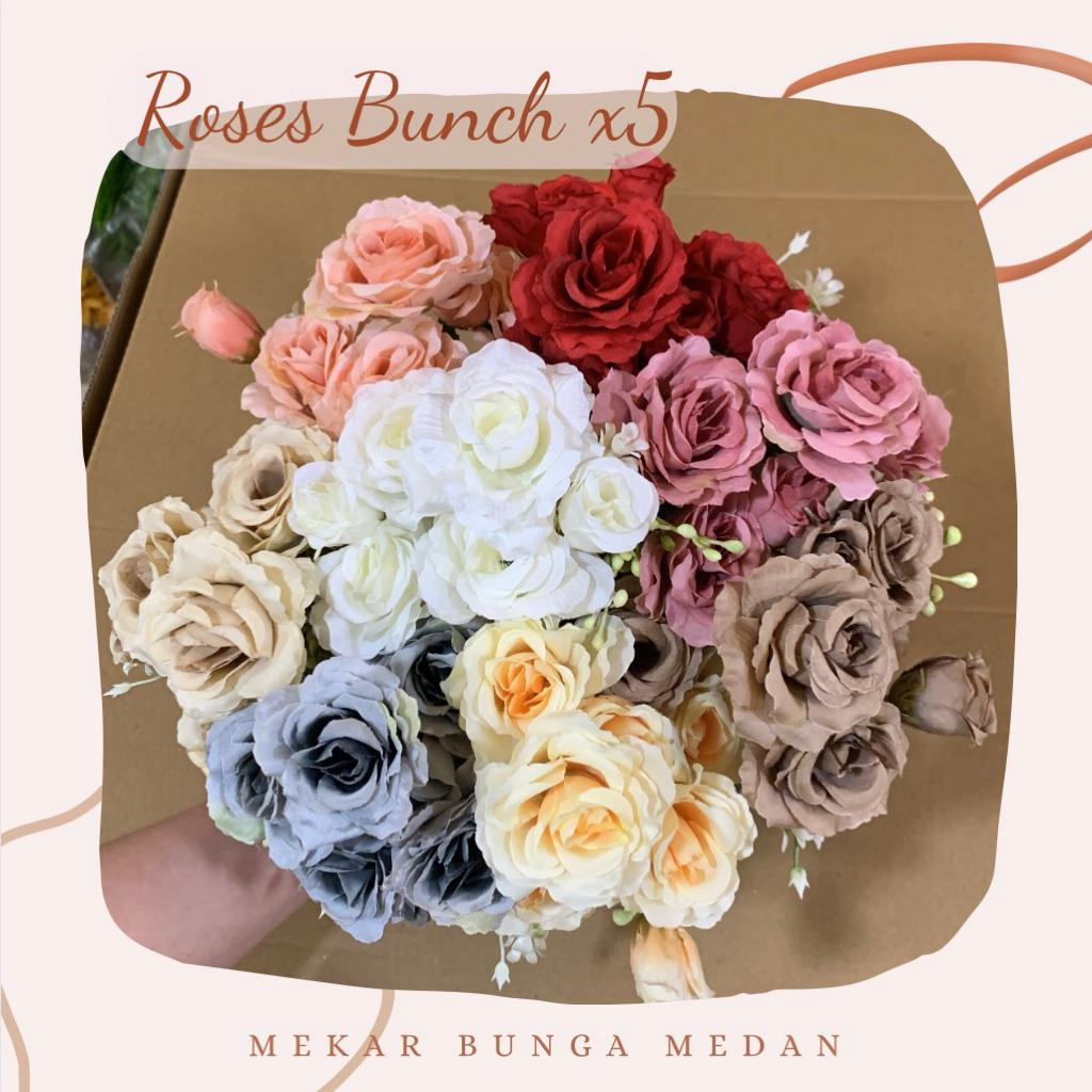 Jual (SC 4) - BUNGA ARTIFISIAL CLASSIC CURL ROSES BUNCh X5 Dekorasi ...