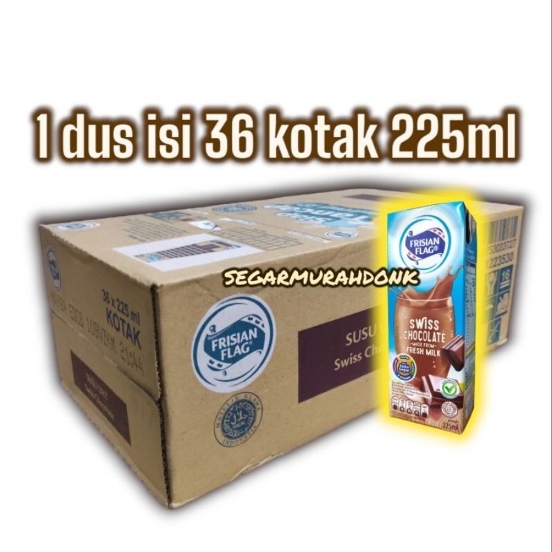 Jual FRISIAN FLAG UHT 225 ml SWISS CHOCOLATE susu 1 karton isi 36 pcs | Shopee Indonesia